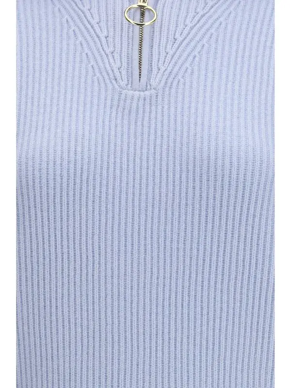 FORTE_FORTE Wool And Cashmere Half Zip Sweater - Blue