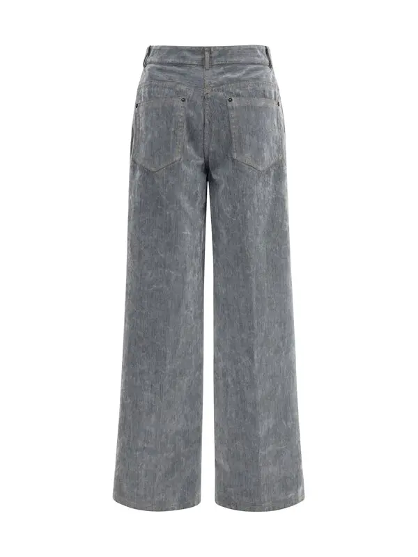 FORTE_FORTE Wide Leg Jeans In Flocked Denim
