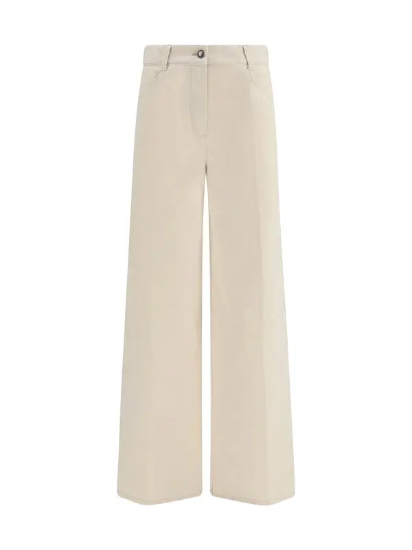 FORTE_FORTE Wide Leg Jeans In Flocked Denim - White
