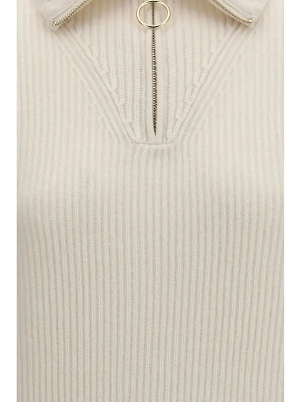 FORTE_FORTE Wool And Cashmere Half Zip Sweater - White