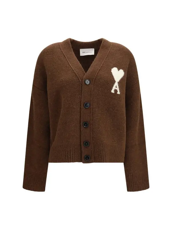 AMI Paris De Coeur Cardigan In Alpaca
