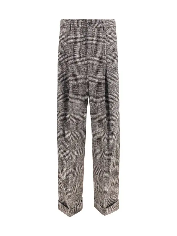 Dolce & Gabbana Alpaca Blend Prince Of Wales Pants - Brown