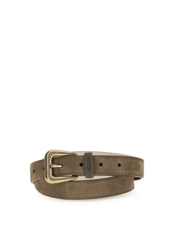 Brunello Cucinelli Suede Belt With Monili Detail - Brown