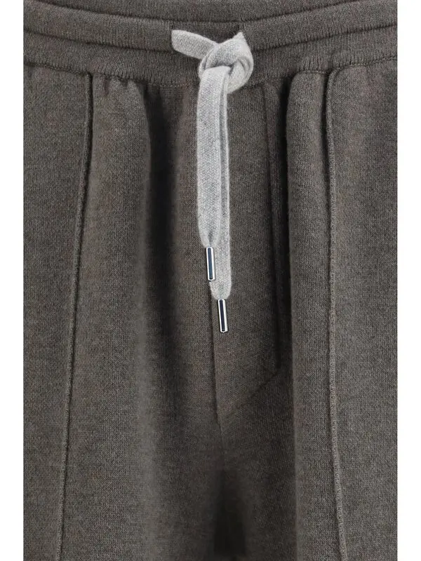 Brunello Cucinelli Double-knit Cashmere Pants With Crête And Zips At The Hem - Green