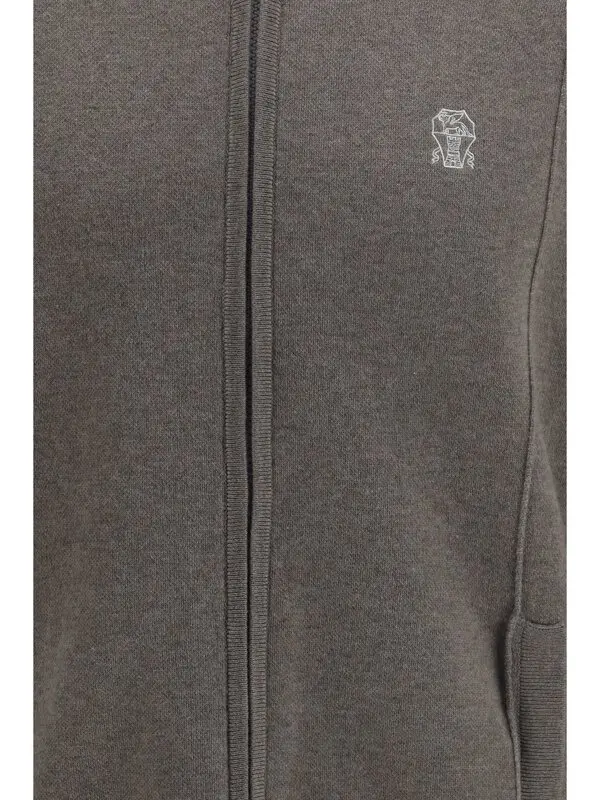 Brunello Cucinelli Double Cashmere Cardigan With Zip And Logo