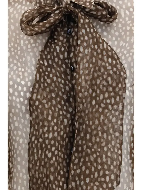 Brunello Cucinelli Dapple Silk Organza Shirt With Neck Tie - Brown
