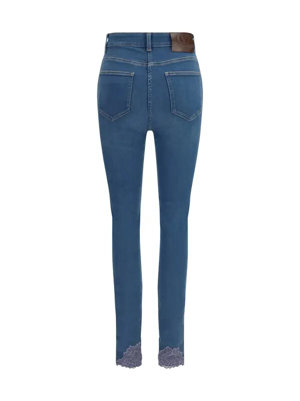 Valentino Garavani Fitted Jeans With Lace Details