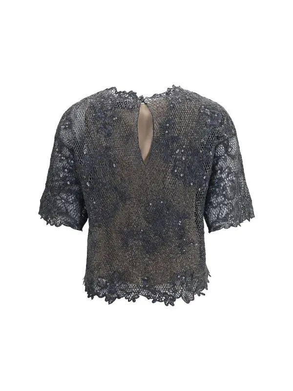 Brunello Cucinelli Sequined Crewneck Top