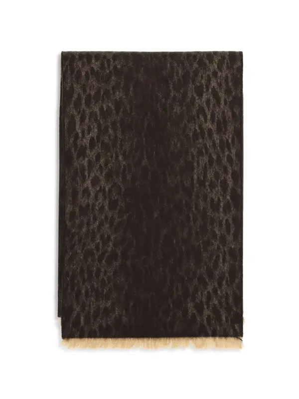 Gucci Leopard-print Wool Scarf With Monogram