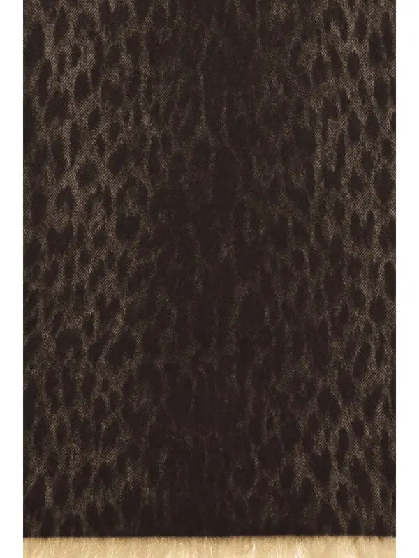 Gucci Leopard-print Wool Scarf With Monogram