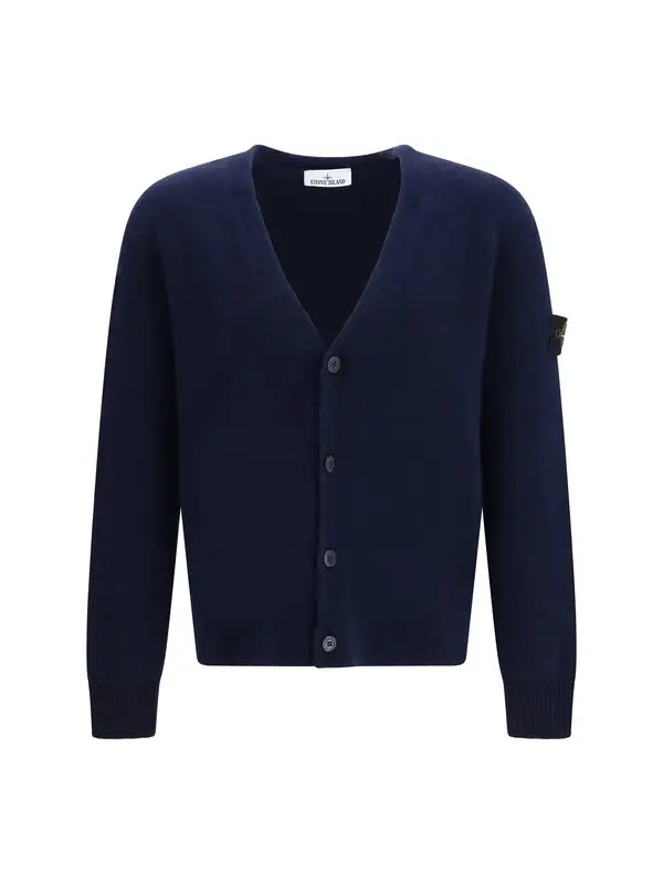 Stone Island Alpaca And Wool-blend V-neck Cardigan - Blue