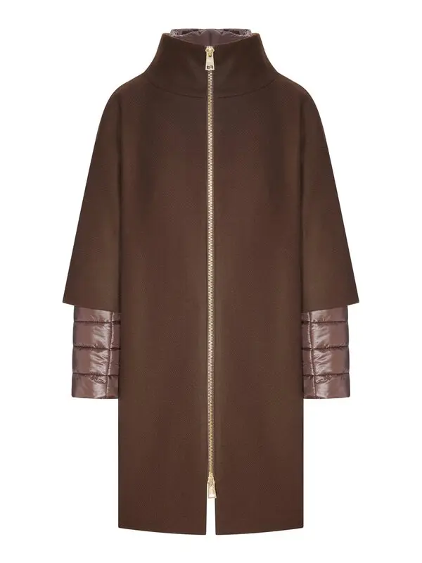 Herno Ultralight Coat In Ecowool And Nylon - Brown