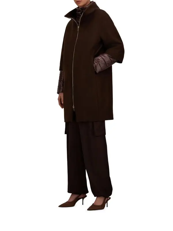 Herno Ultralight Coat In Ecowool And Nylon - Brown