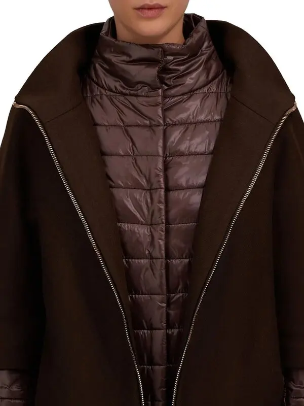 Herno Ultralight Coat In Ecowool And Nylon - Brown