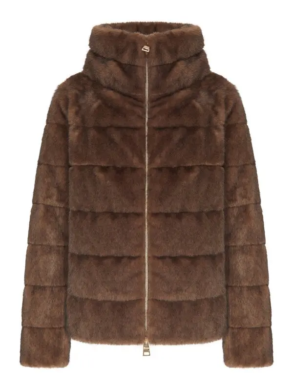 Herno Bomber Jacket In Faux Fur - Multicolor