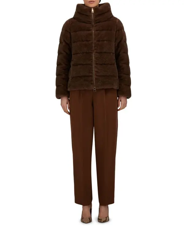 Herno Bomber Jacket In Faux Fur - Multicolor