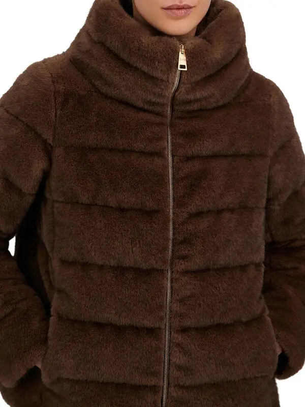 Herno Bomber Jacket In Faux Fur - Multicolor