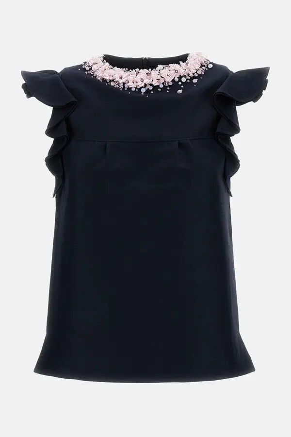 SHUSHU/TONG Top Smanicato Con Ricamo