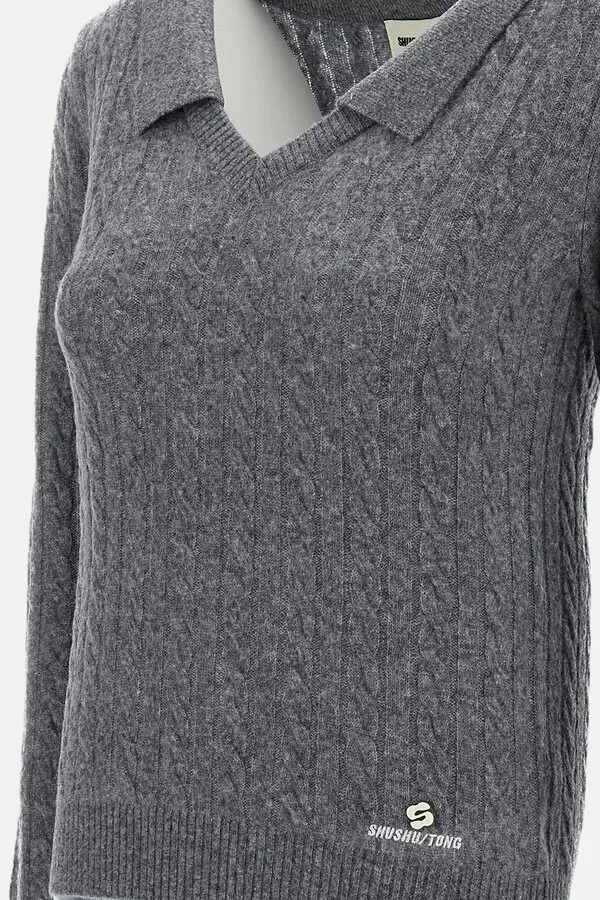 SHUSHU/TONG Maglia A Trecce Scollo A V