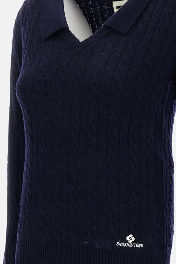 SHUSHU/TONG Maglia A Trecce Scollo A V