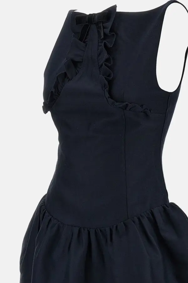 SHUSHU/TONG Short Dress With Ruches And Bow - Blu