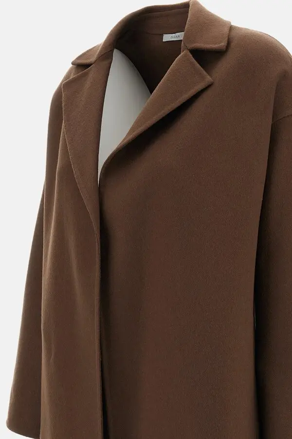 Dusan Cappotto Aperto In Cashmere - Marrone