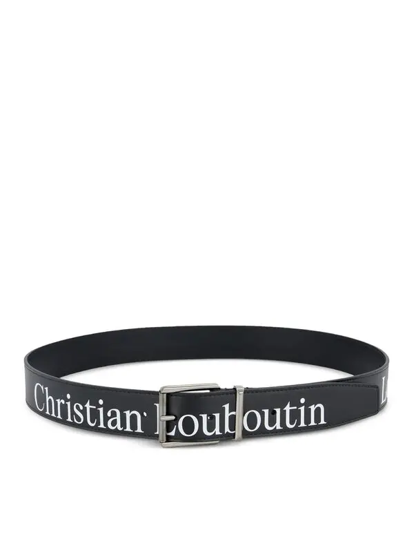 CHRISTIAN LOUBOUTIN Leather Belt With Logo Print - Black