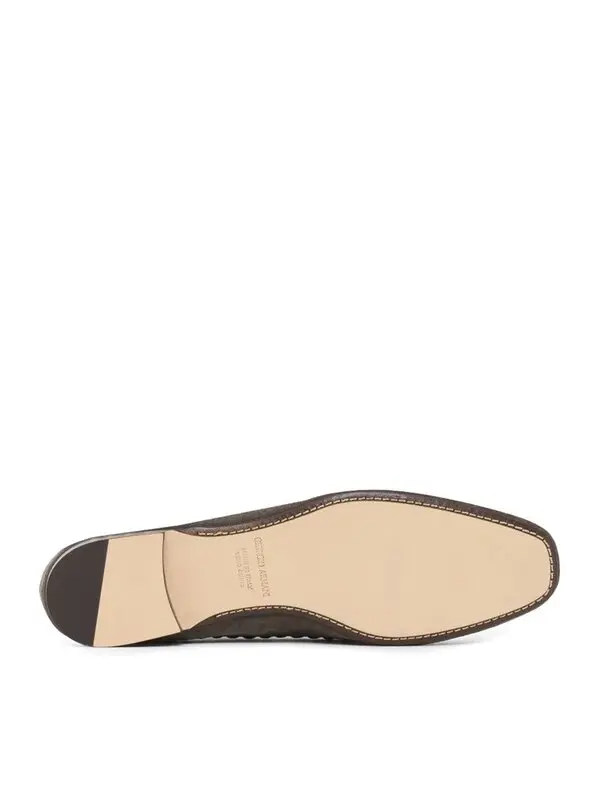 Giorgio Armani Slip-on Suede Sneakers With Woven Embroidery - Gray