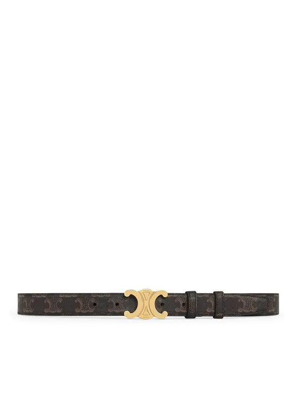 Celine Medium Triomphe Belt In Triomphe Leather Canvas - Tan