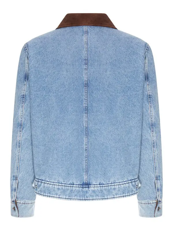 AMI Paris De Coeur Denim Jacket With Contrast Collar - Blue