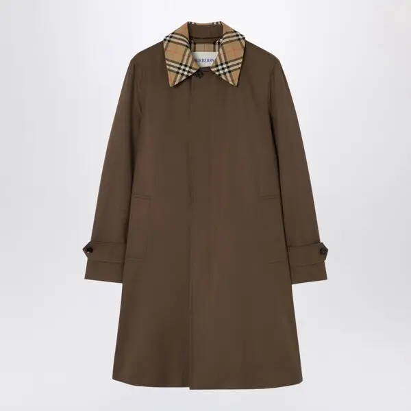 Burberry Cotton Trench Coat With Check Collar