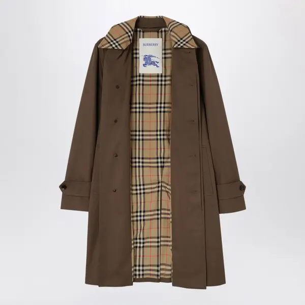 Burberry Cotton Trench Coat With Check Collar