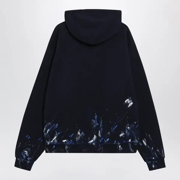 Balenciaga Navy Zip-up Sweatshirt With Paint-stain Effect