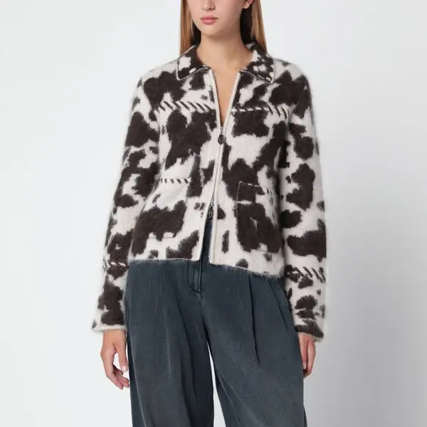 Guest In Residence Cashmere Zip-up Jacket With Cow Print - Multicolor