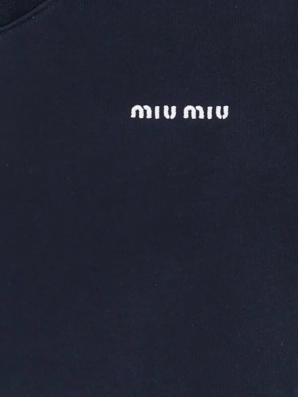Miu Miu Cotton Sweatshirt With Logo Embroidery
