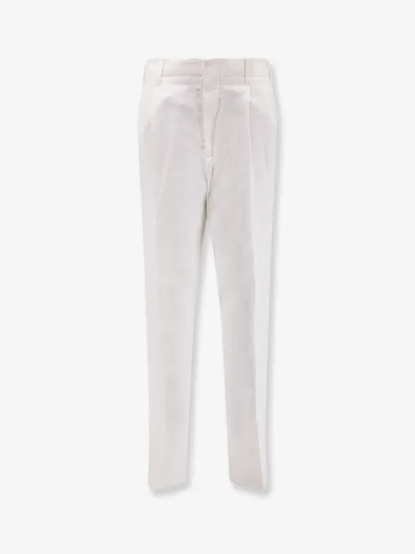Brunello Cucinelli Linen And Cotton Trousers - Multicolor