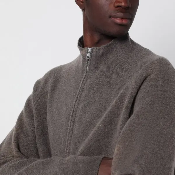 Our Legacy Line Zip Cardigan In Merino Wool - Brown