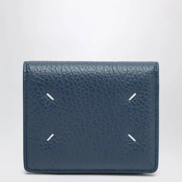 MAISON MARGIELA Four Stitches Dark Leather Card Holder - Blue