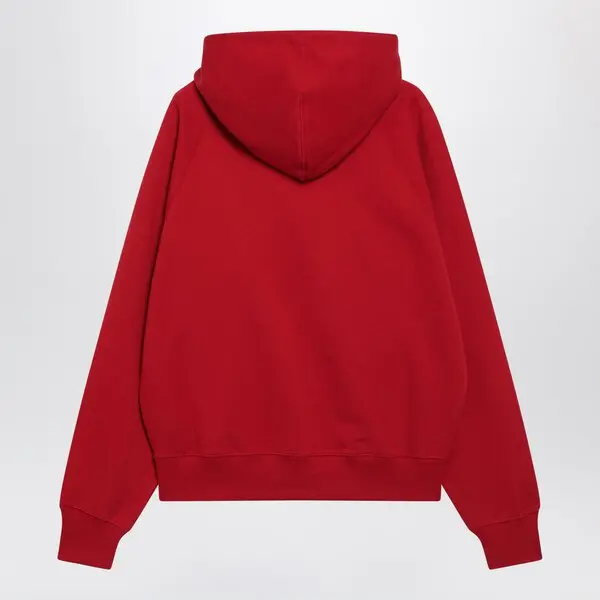 AMI Paris Cotton Hooded Sweatshirt - Red