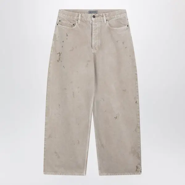 Balenciaga Beige Distressed Jeans With Ripped Details - Cream