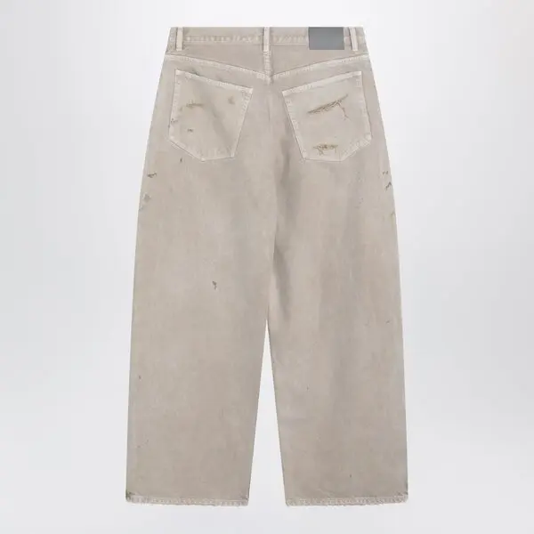 Balenciaga Beige Distressed Jeans With Ripped Details