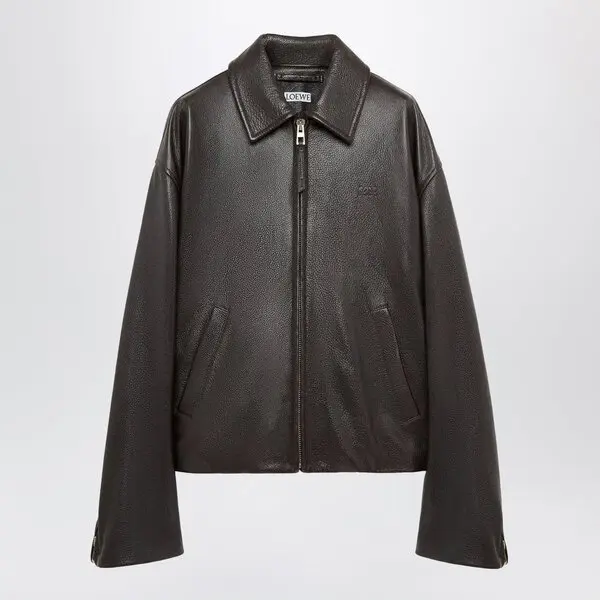 Loewe Dark Deerskin Zip-up Jacket - Brown