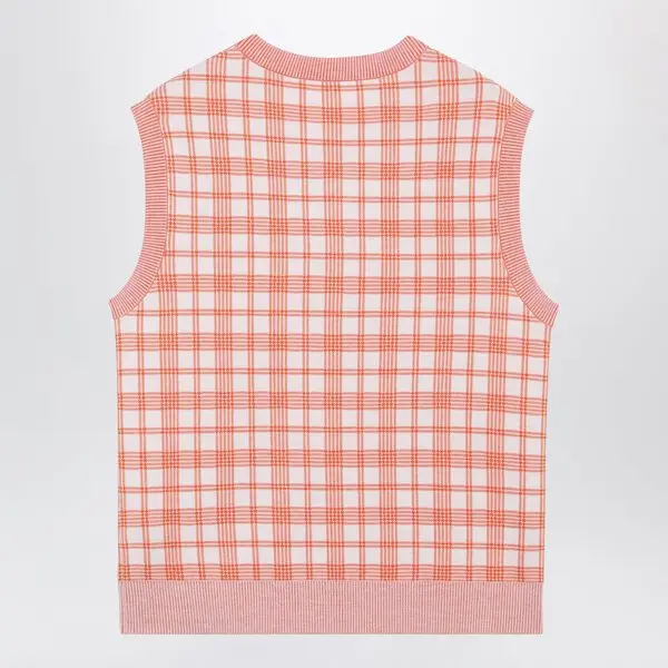 Loewe White And Orange Checked Wool Vest - Brown