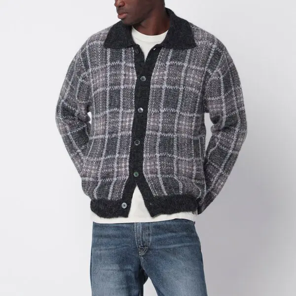 Our Legacy Checked Evening Polo Sweater In Alpaca Blend