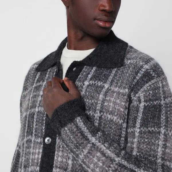 Our Legacy Checked Evening Polo Sweater In Alpaca Blend