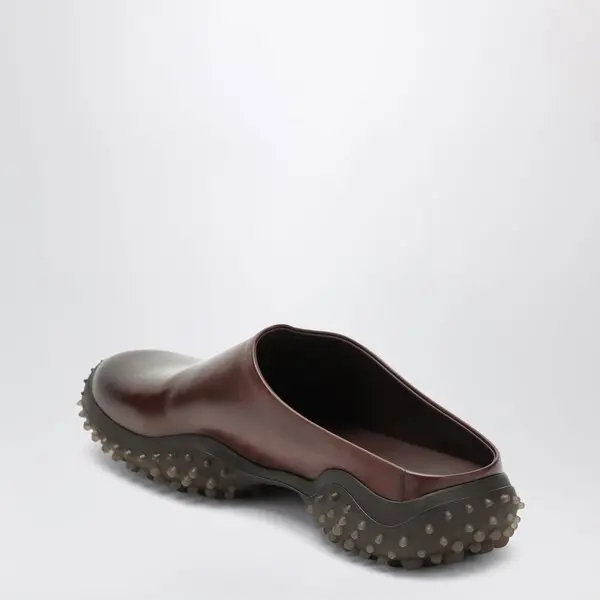 Miu Miu Coffee Leather Mules - Brown