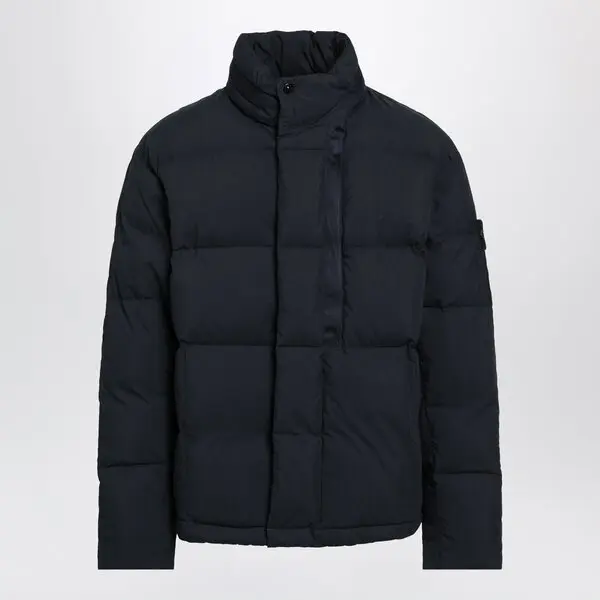 Stone Island Navy Down Jacket In Cotton And Nylon