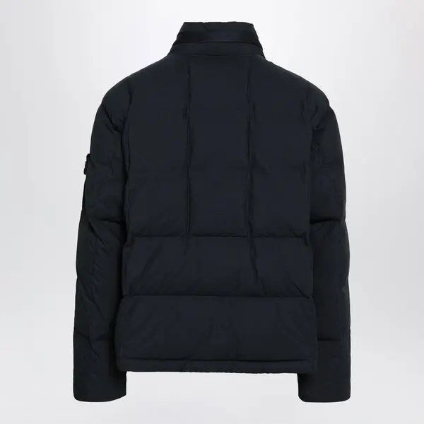 Stone Island Navy Down Jacket In Cotton And Nylon