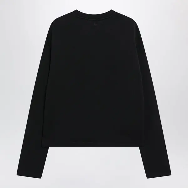 AMI Paris De Coeur Sweatshirt In /cream Cotton - Black