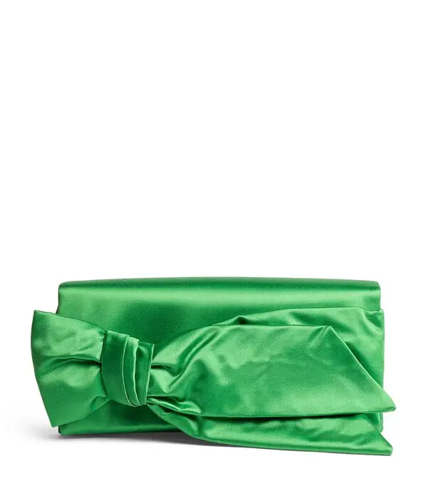 Carolina Herrera Satin Bow Karlita Clutch Bag - Green